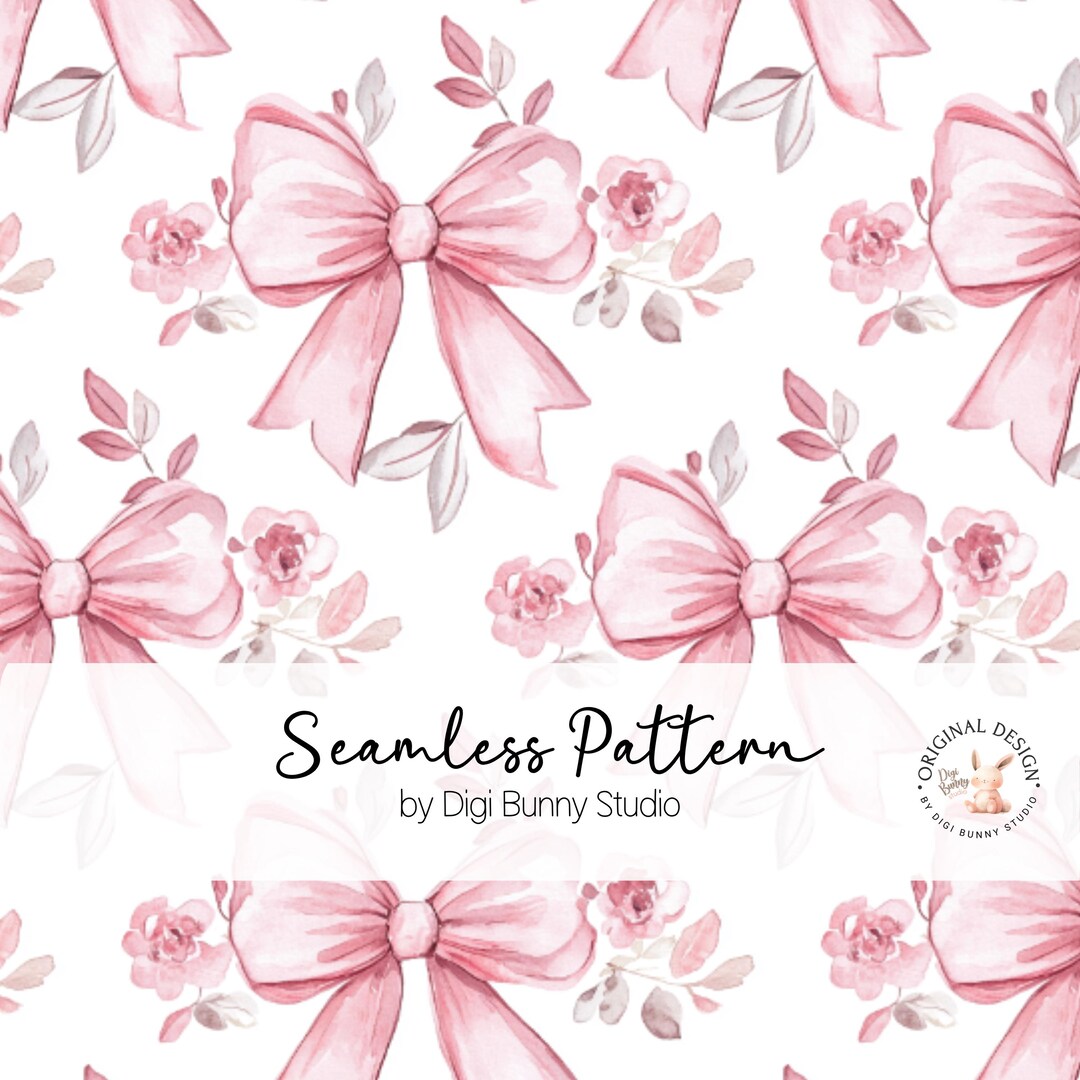 Pink Coquette Bow and Roses Floral Seamless Pattern, Spring Seamless ...