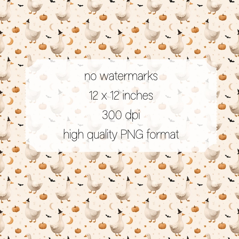 Halloween Goose Seamless Pattern, Autumn Pumpkins Fabric (PNG) - Etsy