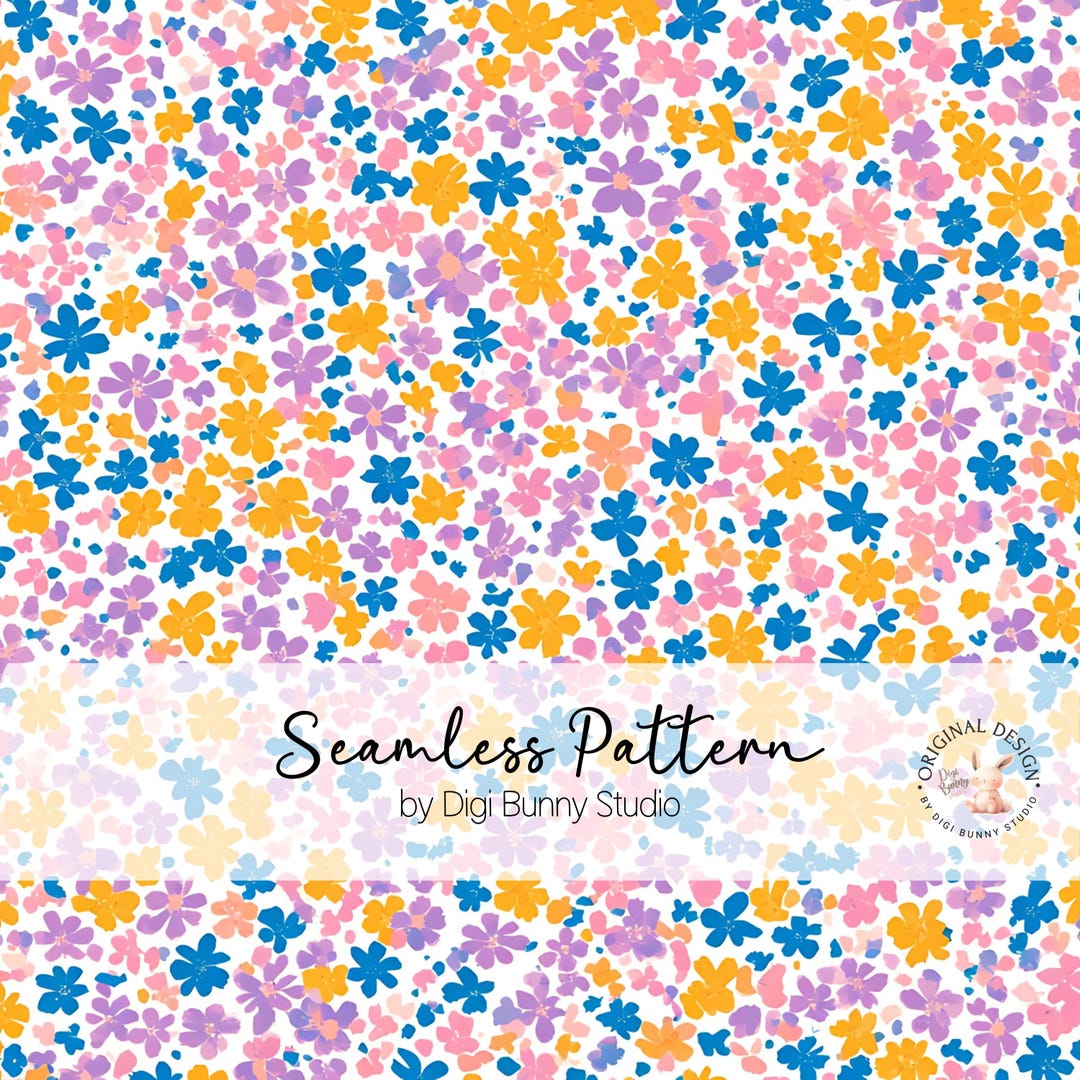 Ditsy Floral Seamless Pattern Spring Tiny Flowers Fabric Pattern Orange ...