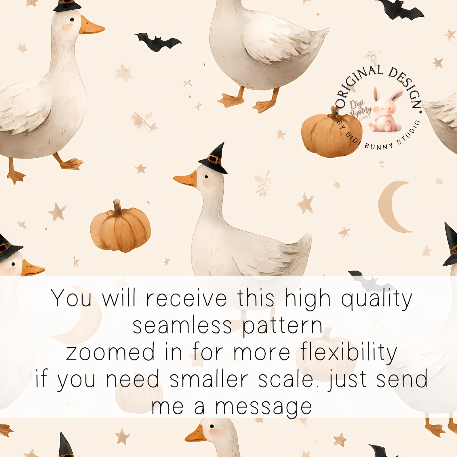Halloween Goose Seamless Pattern, Autumn Pumpkins Fabric (PNG) - Etsy