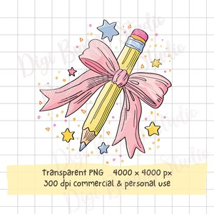 Pencil With Bow PNG Teacher Coquette Png Design Coquette Pencil Back to ...