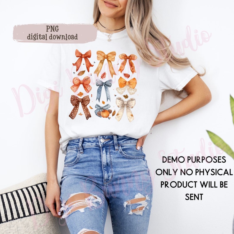 Fall Coquette Bows PNG: Autumn Aesthetic, Thanksgiving Design (digital ...