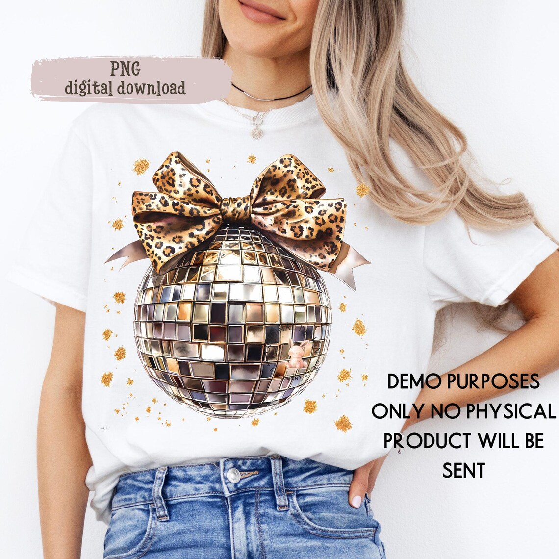 Leopard Bow Disco Ball PNG, New Year 2025, Coquette Party Design ...