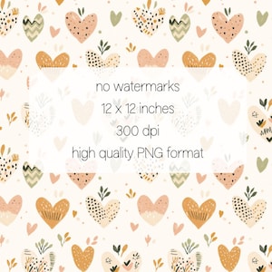 Boho Seamless Pattern Hearts Valentines Seamless Pattern Png Fabric ...