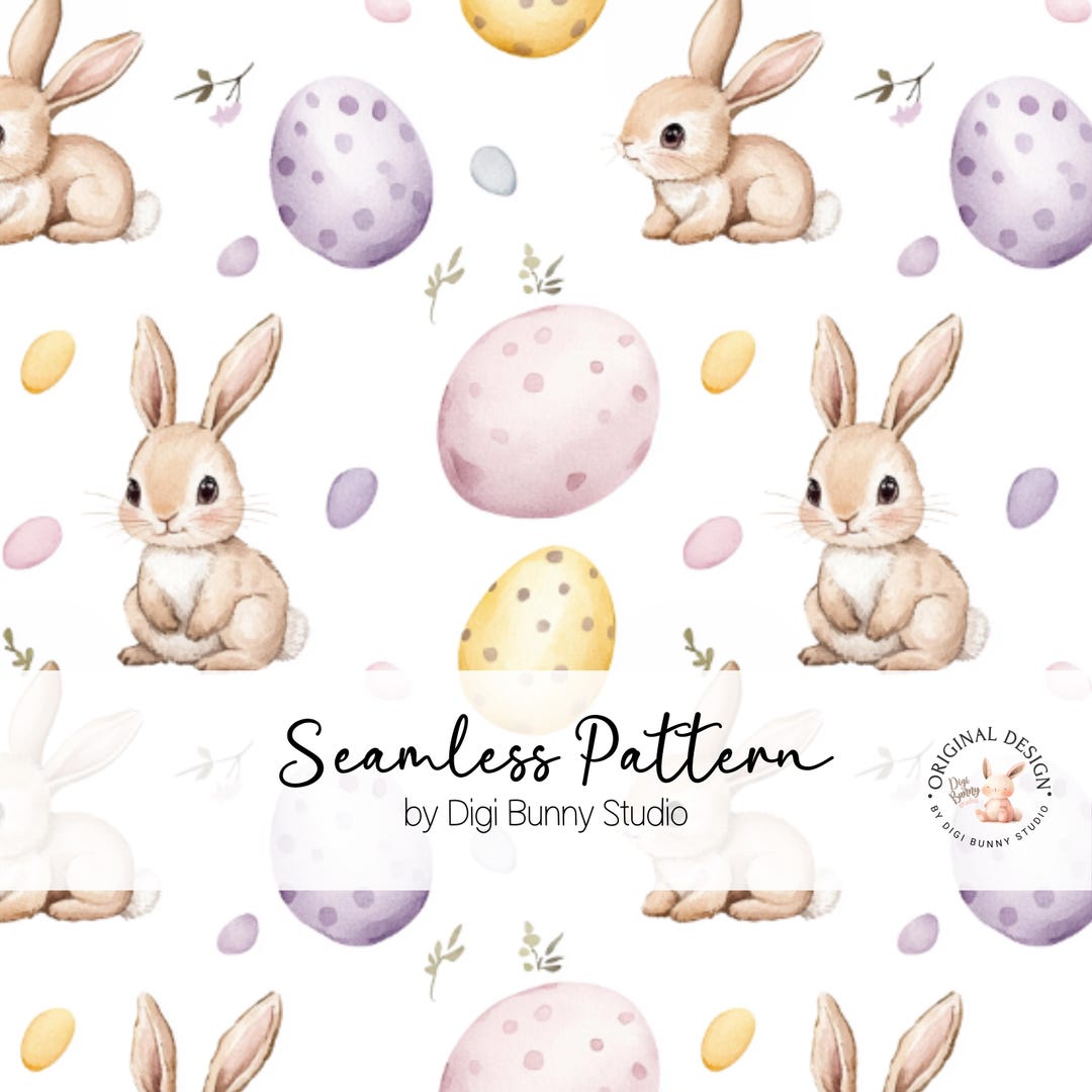 Watercolor Easter Eggs and Bunnies Seamless Pattern, Spring, Fabric ...