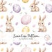 Watercolor Easter Eggs and Bunnies Seamless Pattern, Spring, Fabric ...