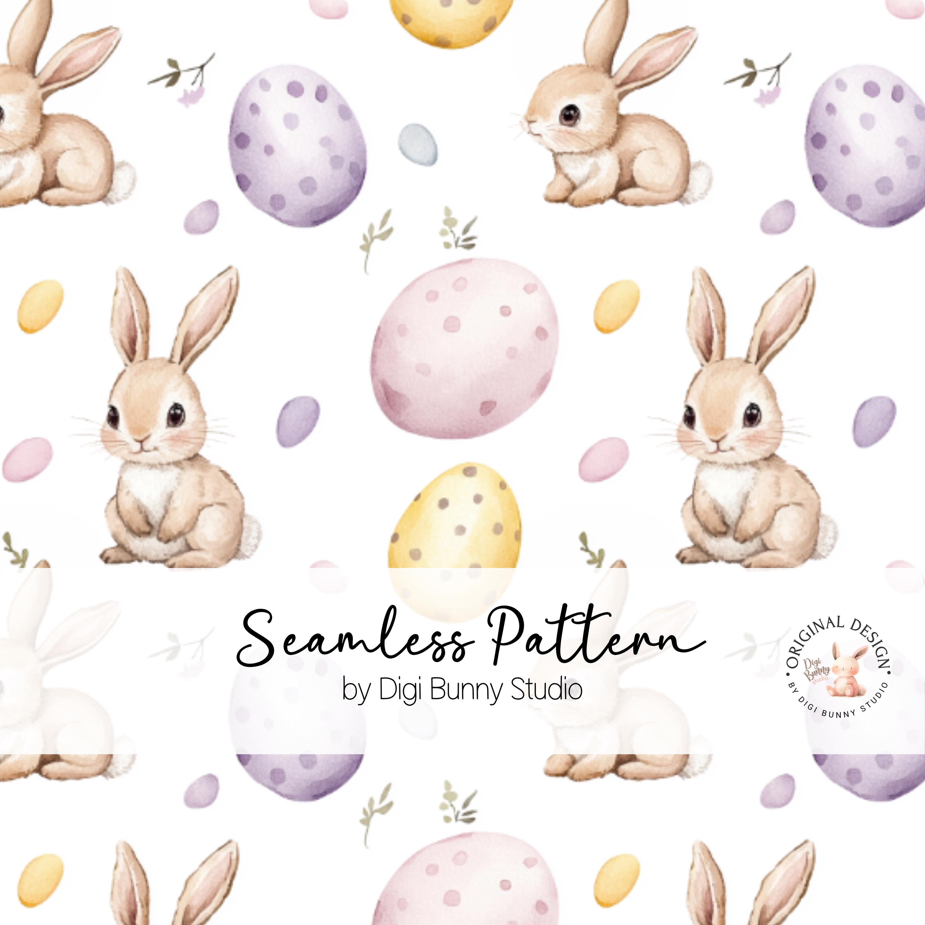 Watercolor Easter Eggs and Bunnies Seamless Pattern, Spring, Fabric ...