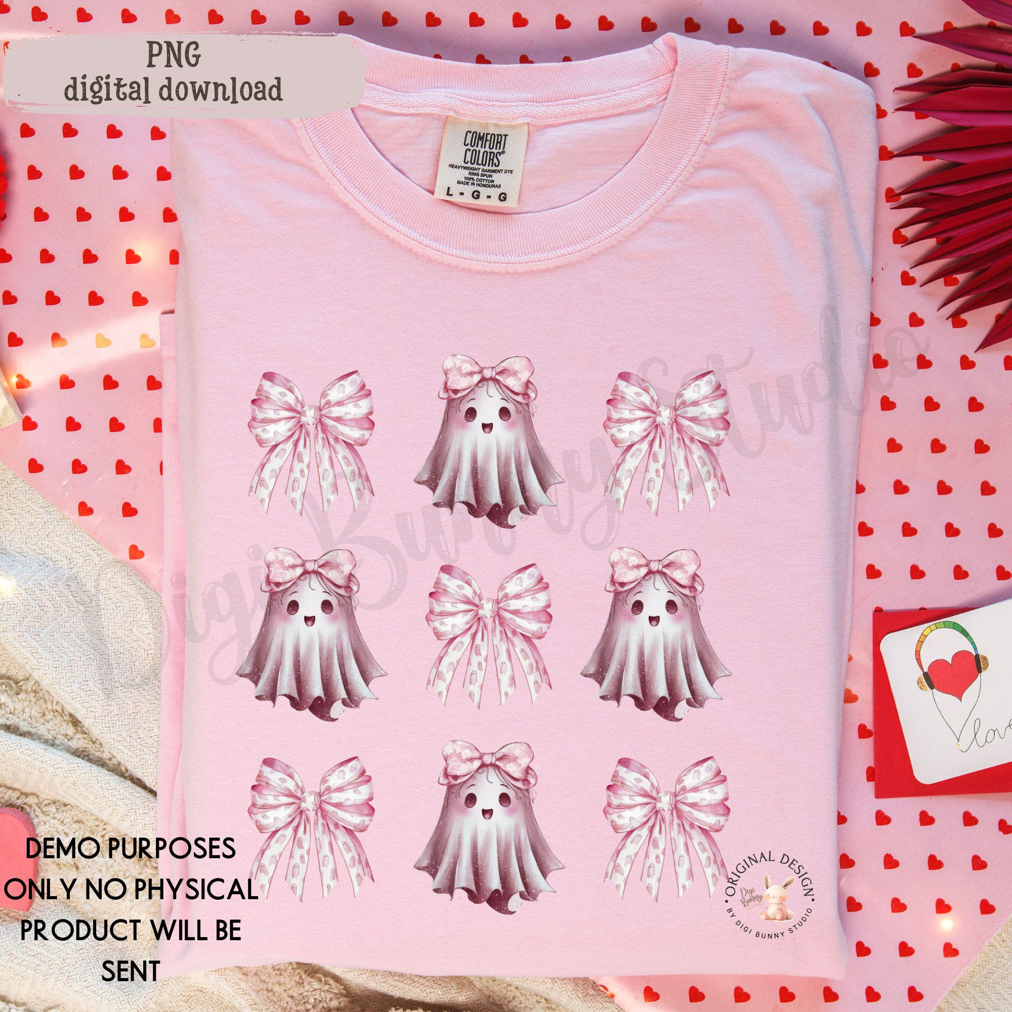 Pink Halloween Ghost Coquette Bows PNG Spooky Season Aesthetic Coquette ...