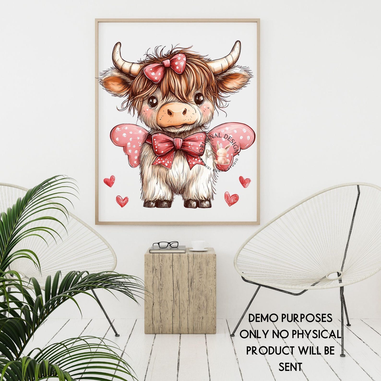 Cute Highland Cow Valentine Cupid Png Western Valentines Png Valentines ...