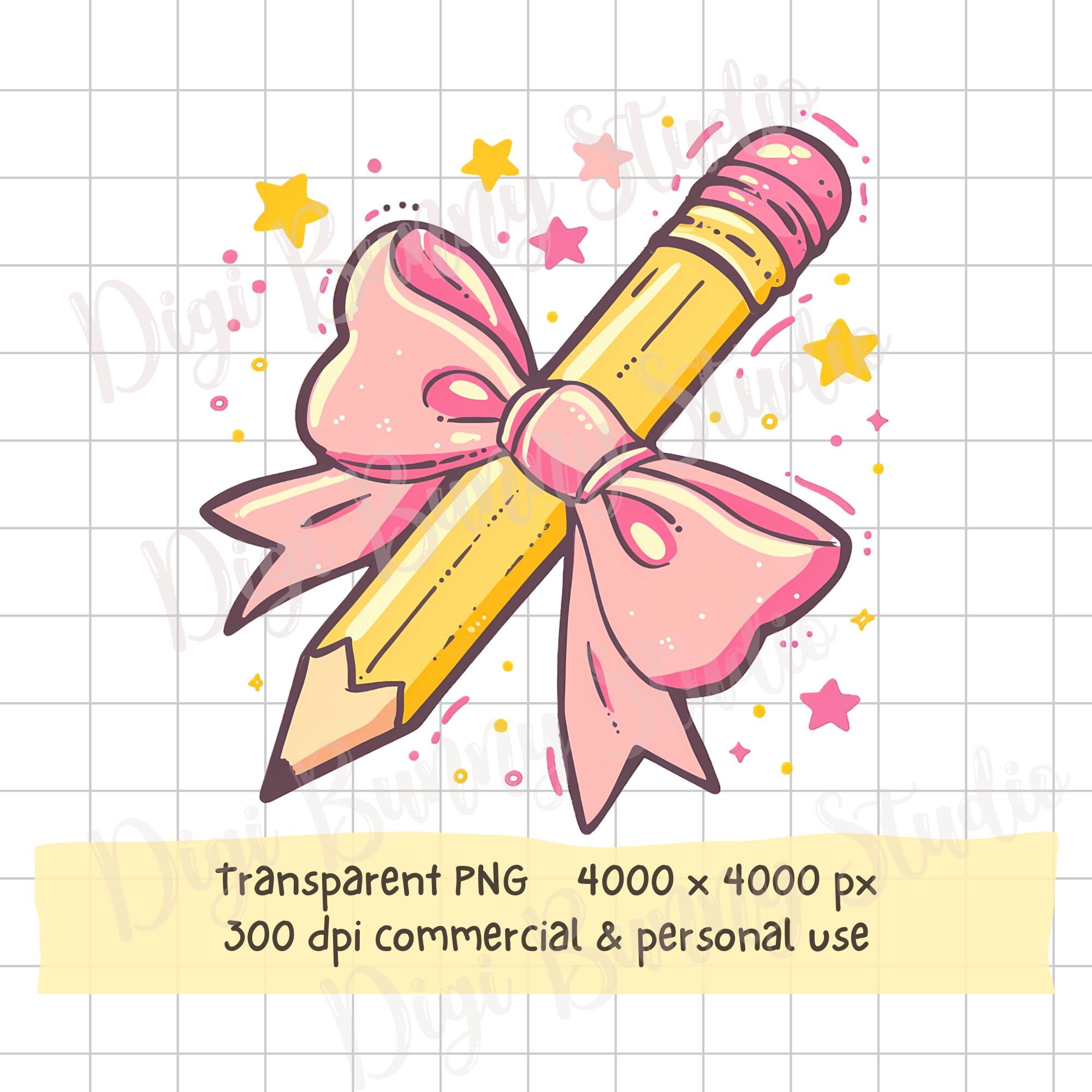 Pencil With Bow PNG Teacher Coquette Png Design Coquette Pencil Back to ...