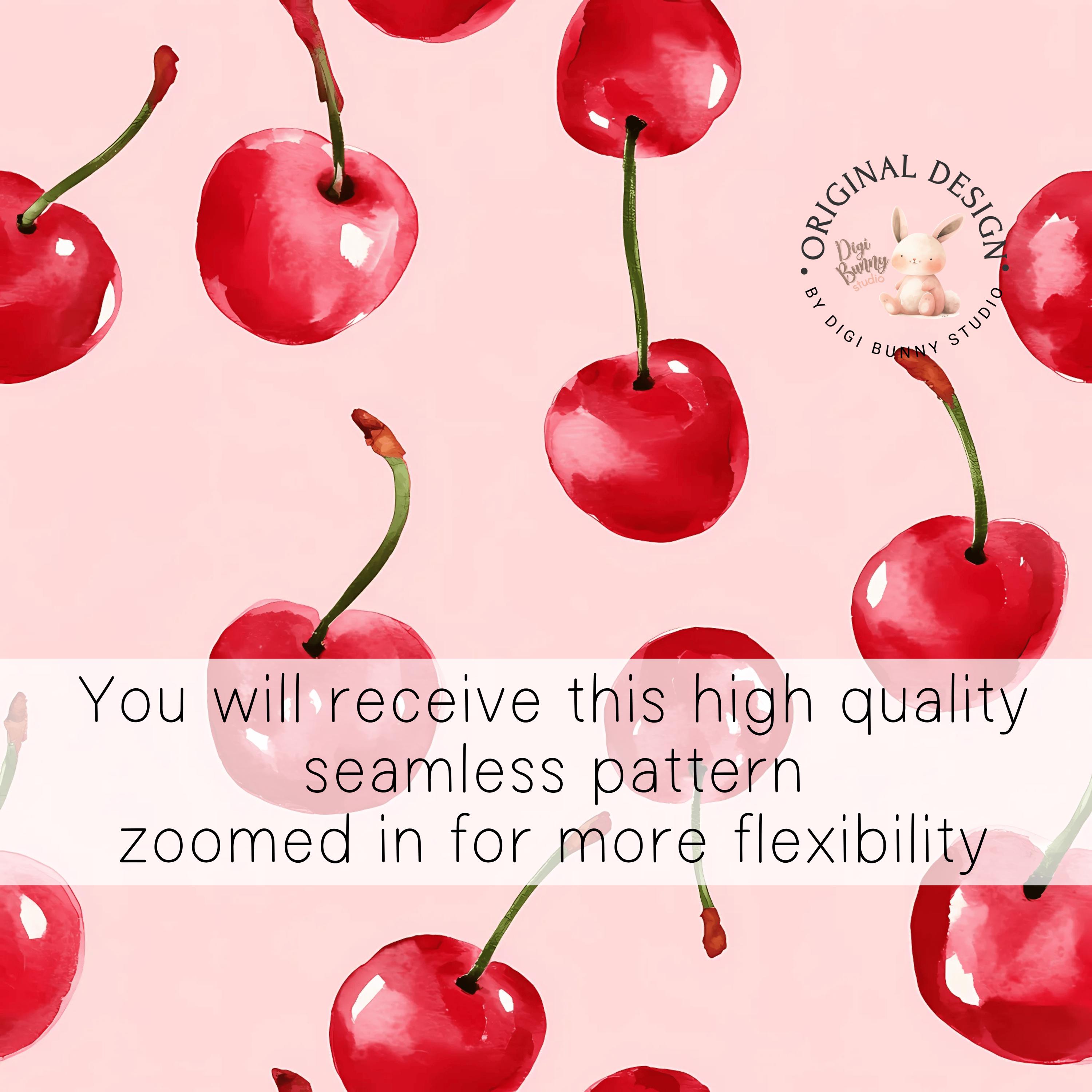 Cherry Red Seamless Pattern, Trendy Fruit Fabric (PNG) - Etsy