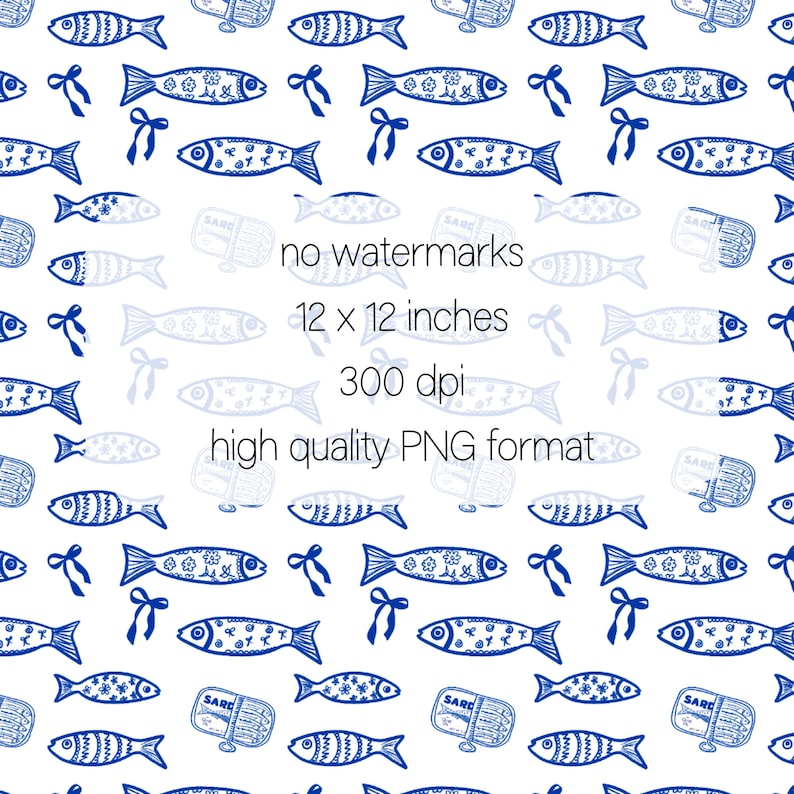Sardines Seamless Pattern | Fishermancore Fabric Print (digital ...