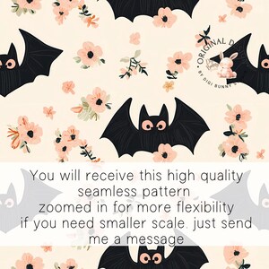 Spooky Floral Bats Halloween Seamless Pattern Autumn Fall Flowers and ...