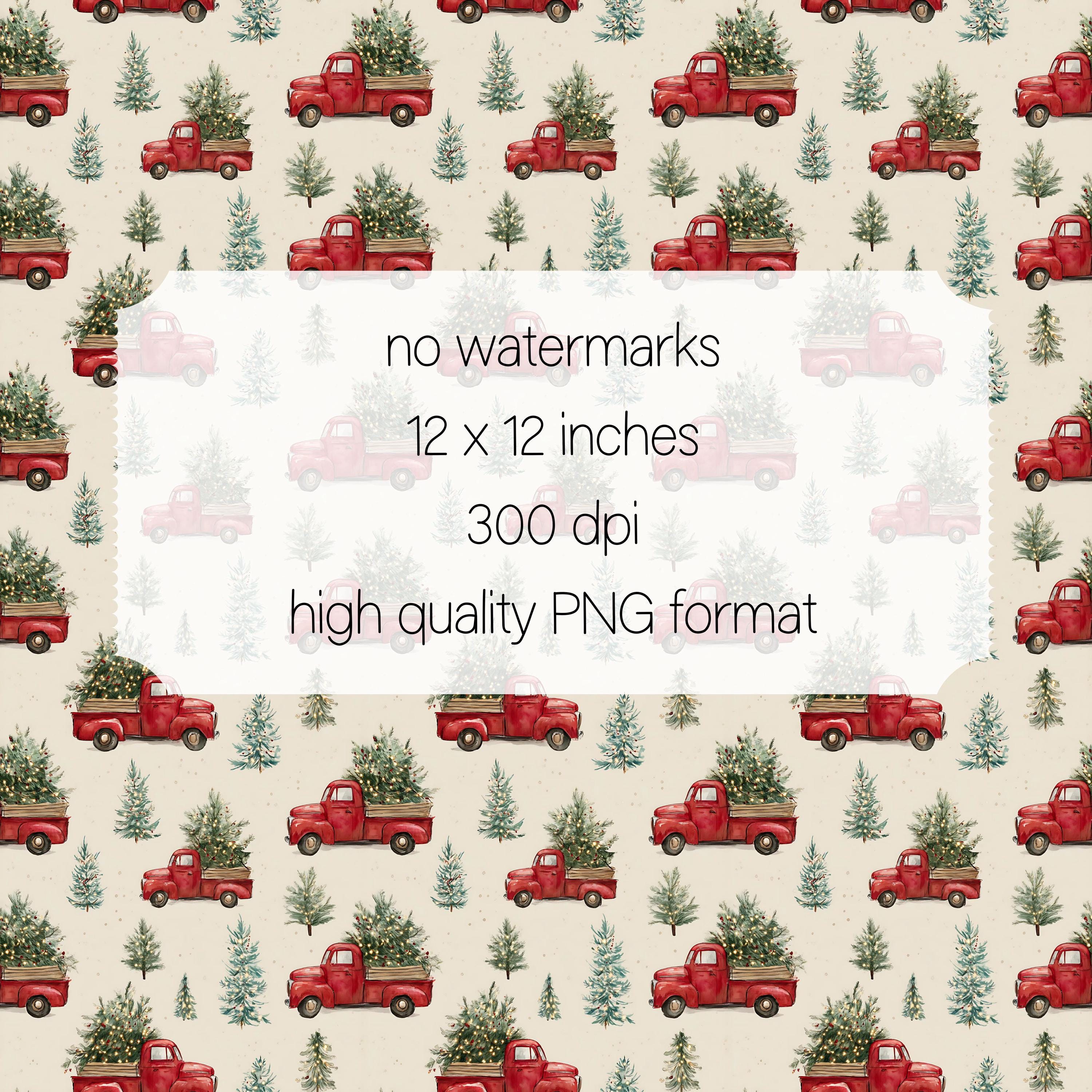 Christmas Truck Seamless Pattern Christmas Trees Red Truck Pattern ...