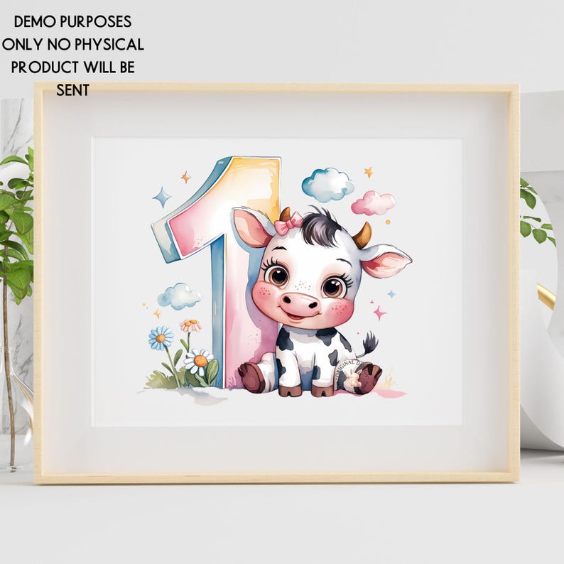 1st Birthday Baby Cow Png, Birthday Png, Cow Themed, Cute Cow, Birthday ...
