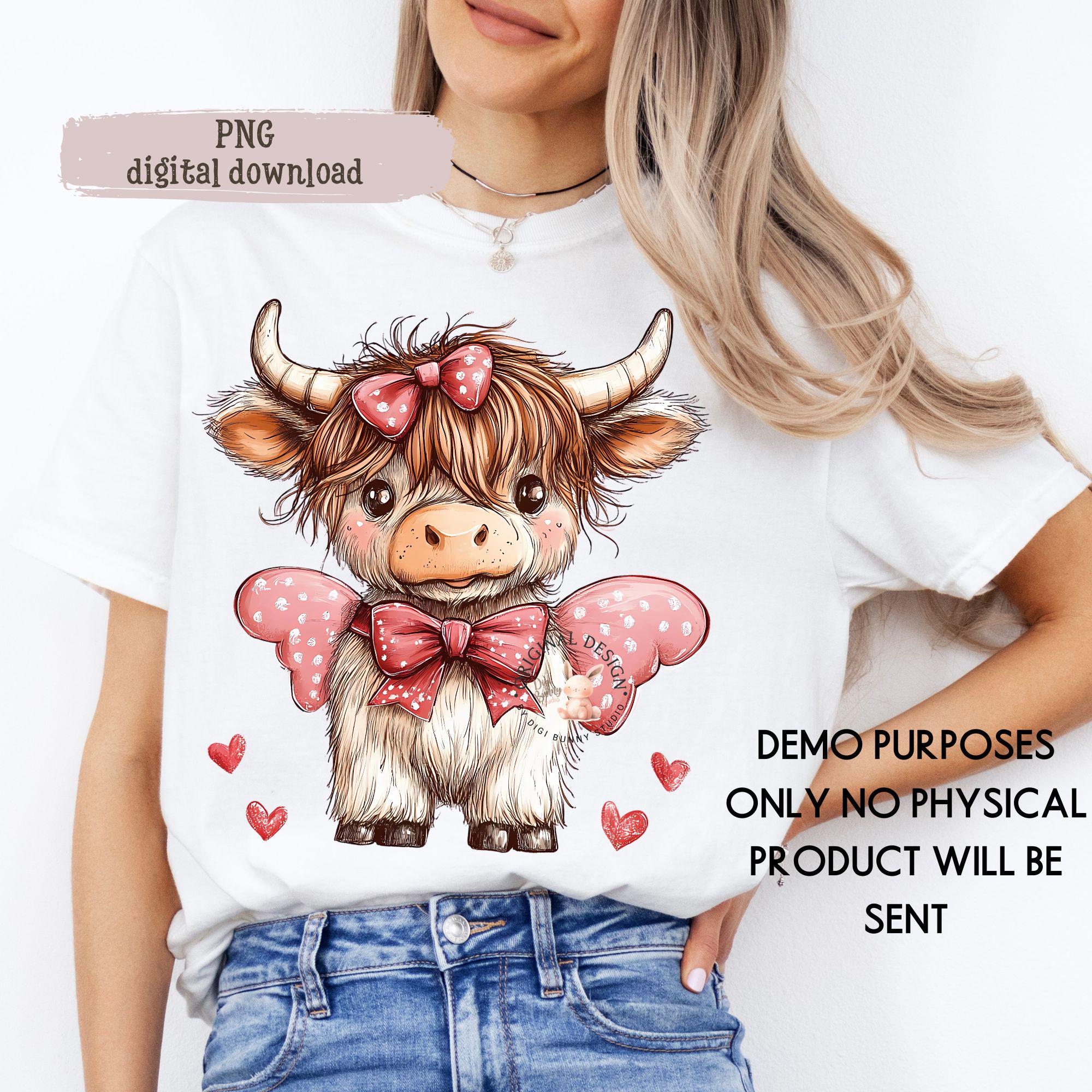 Cute Highland Cow Valentine Cupid Png Western Valentines Png Valentines ...