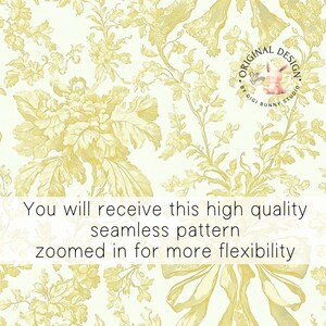 Vintage Yellow Toile Coquette Seamless Pattern Lemon Yellow Chinoiserie ...