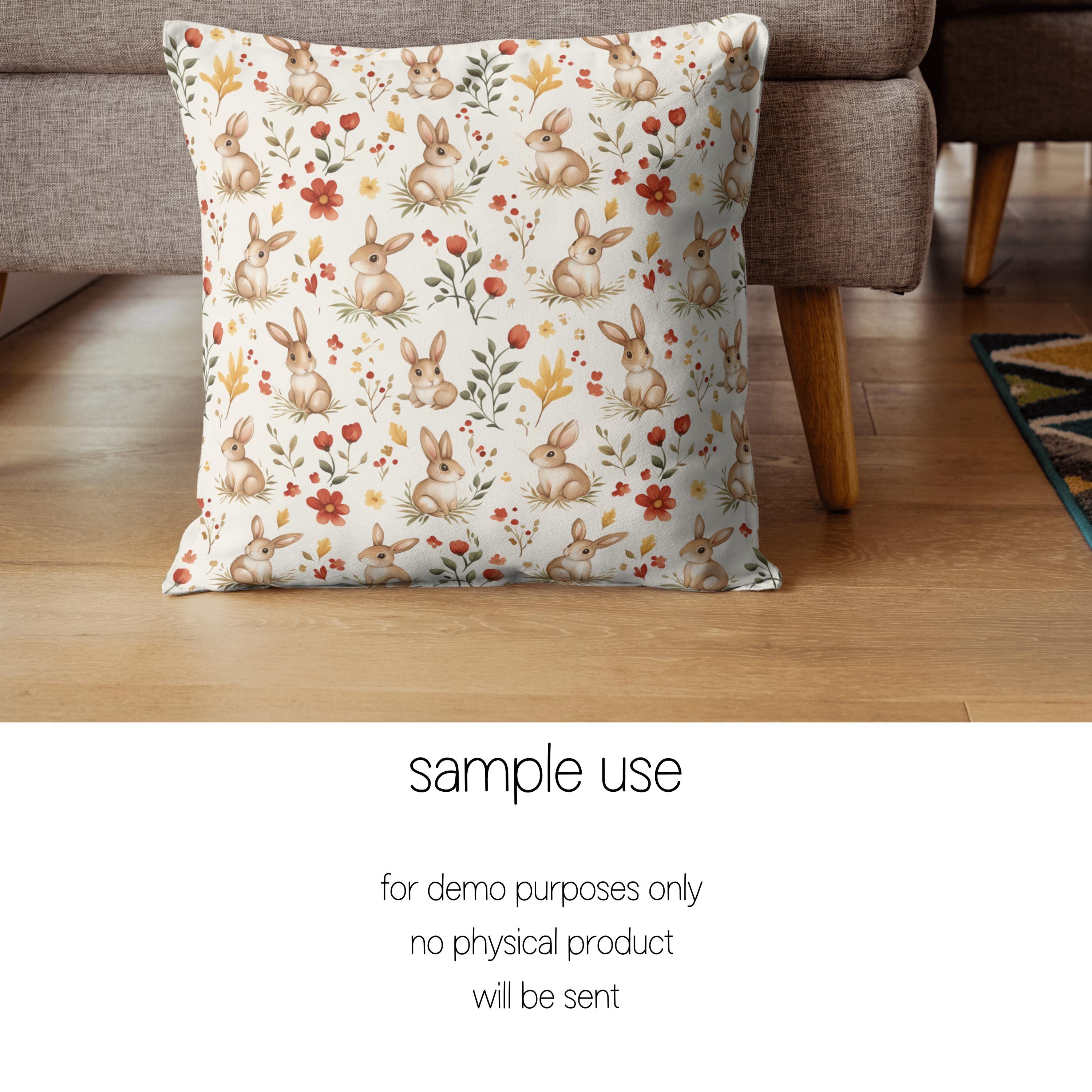 Spring Bunnies Floral Seamless Pattern Spring Flowers Watercolor Bunny ...