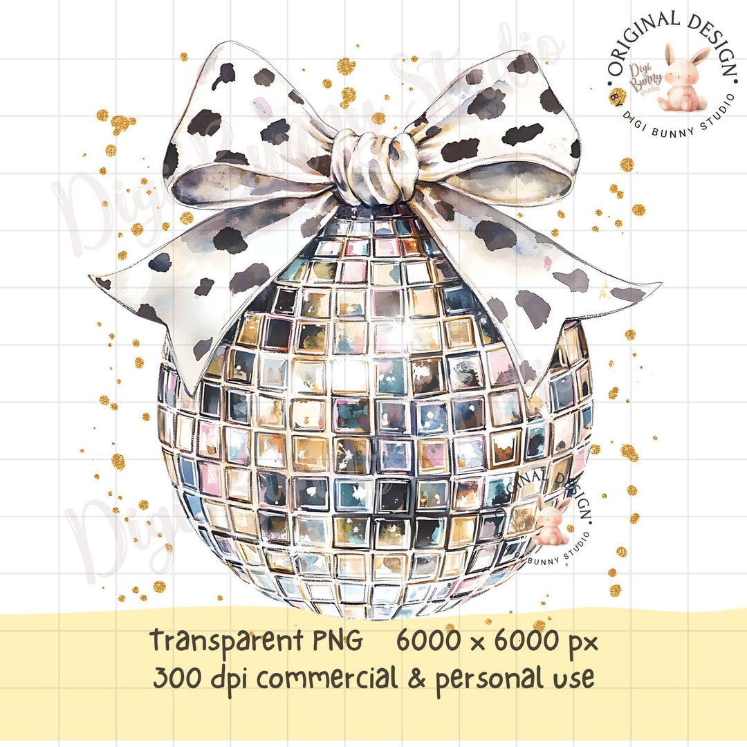 Cow Print Disco Ball Png New Years Png 2025 Png Happy New Year Coquette ...