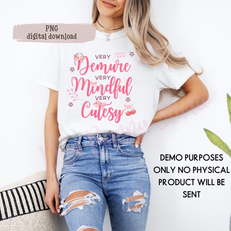 Very Demure Png, Very Mindful Very Cutesy Trendy Png Soft Girl Era Meme ...