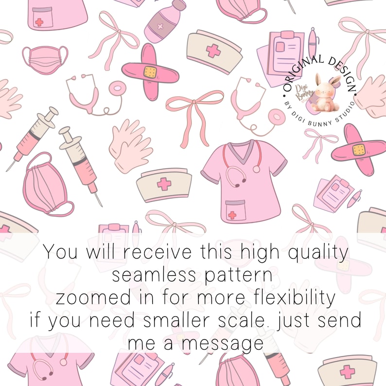 Pink Nurse Coquette Bow Seamless Pattern, Medical Fabric (PNG) - Etsy