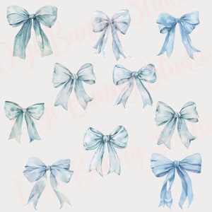 Light Blue Coquette Bows Clip Art Soft Girl Era PNG Aesthetic Cliparts ...