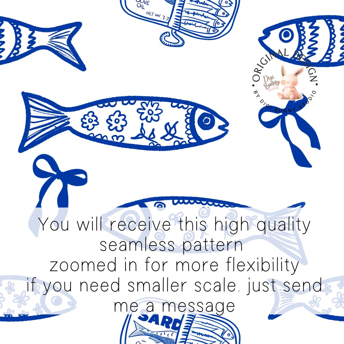 Sardines Seamless Pattern | Fishermancore Fabric Print (digital ...