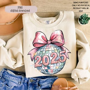 Pink Disco Ball Png New Year 2025 Png Happy New Year Coquette Bow ...