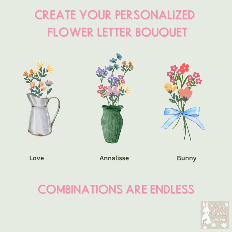 Flower Letters PNG Clipart: Personalized Bouquet Graphics (digital ...