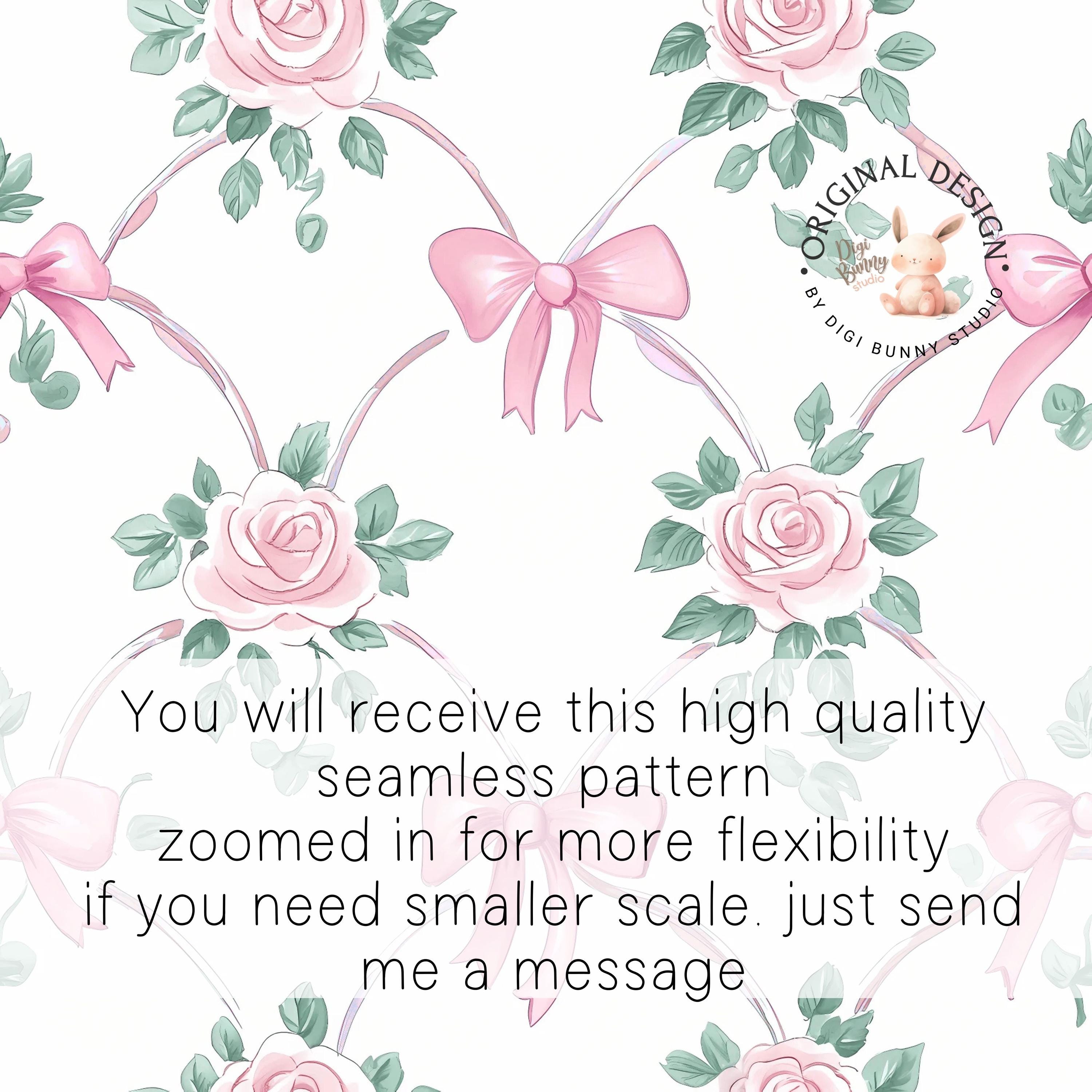 Roses and Bows Watercolor Seamless Pattern, Grandmillennial Floral (PNG ...