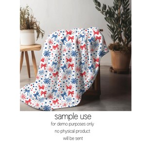 Red White Blue Coquette Bows 4th of July Seamless Pattern USA Fourth of ...
