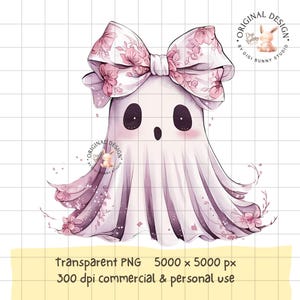 Pink Halloween Ghost Coquette Bows PNG Spooky Season Aesthetic Coquette ...