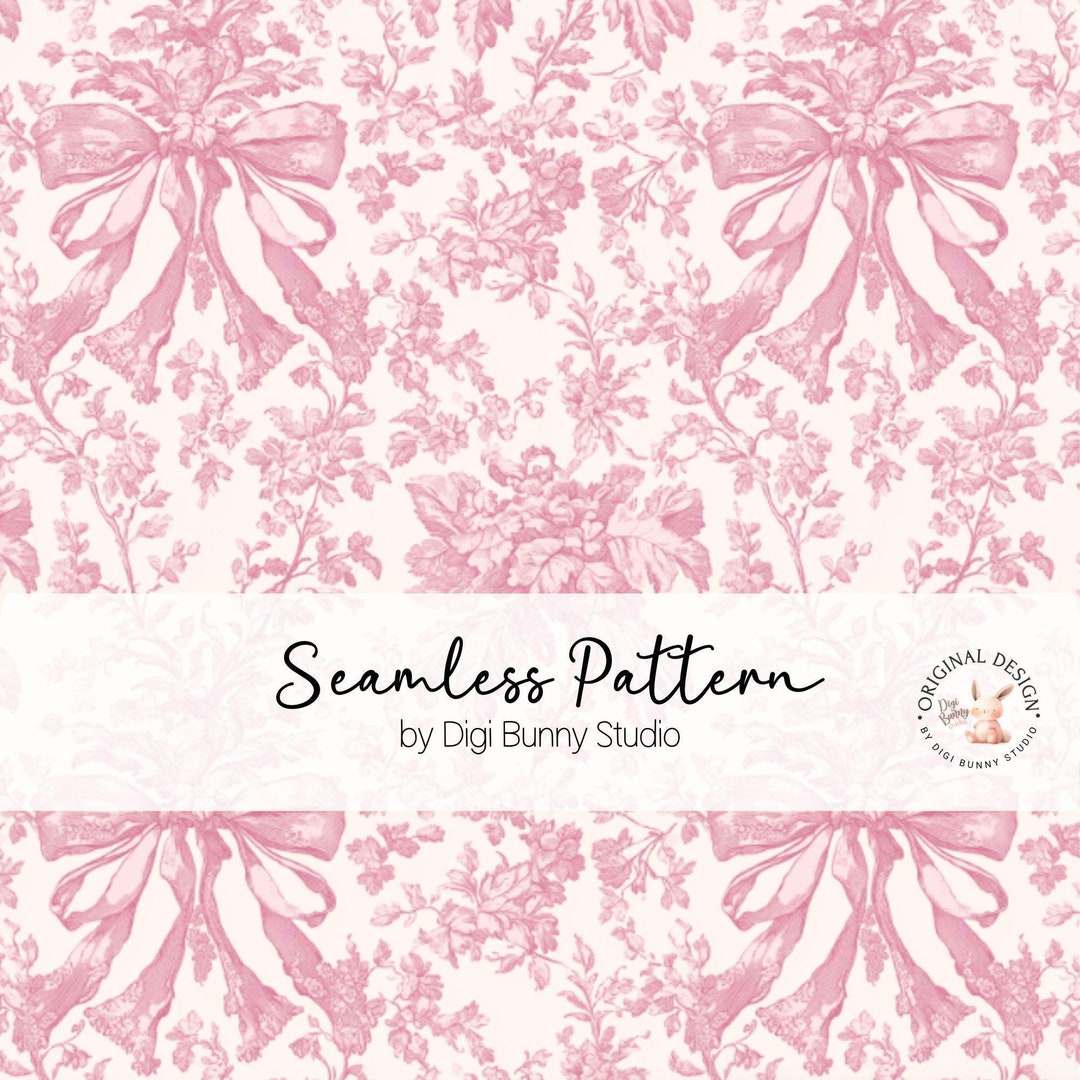 Vintage Pink Toile Coquette Seamless Pattern Pink Chinoiserie Bow ...