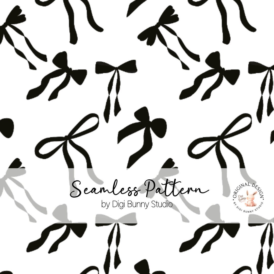 Hand Drawn Black Bows Seamless Pattern Coquette Bow Seamless Pattern ...