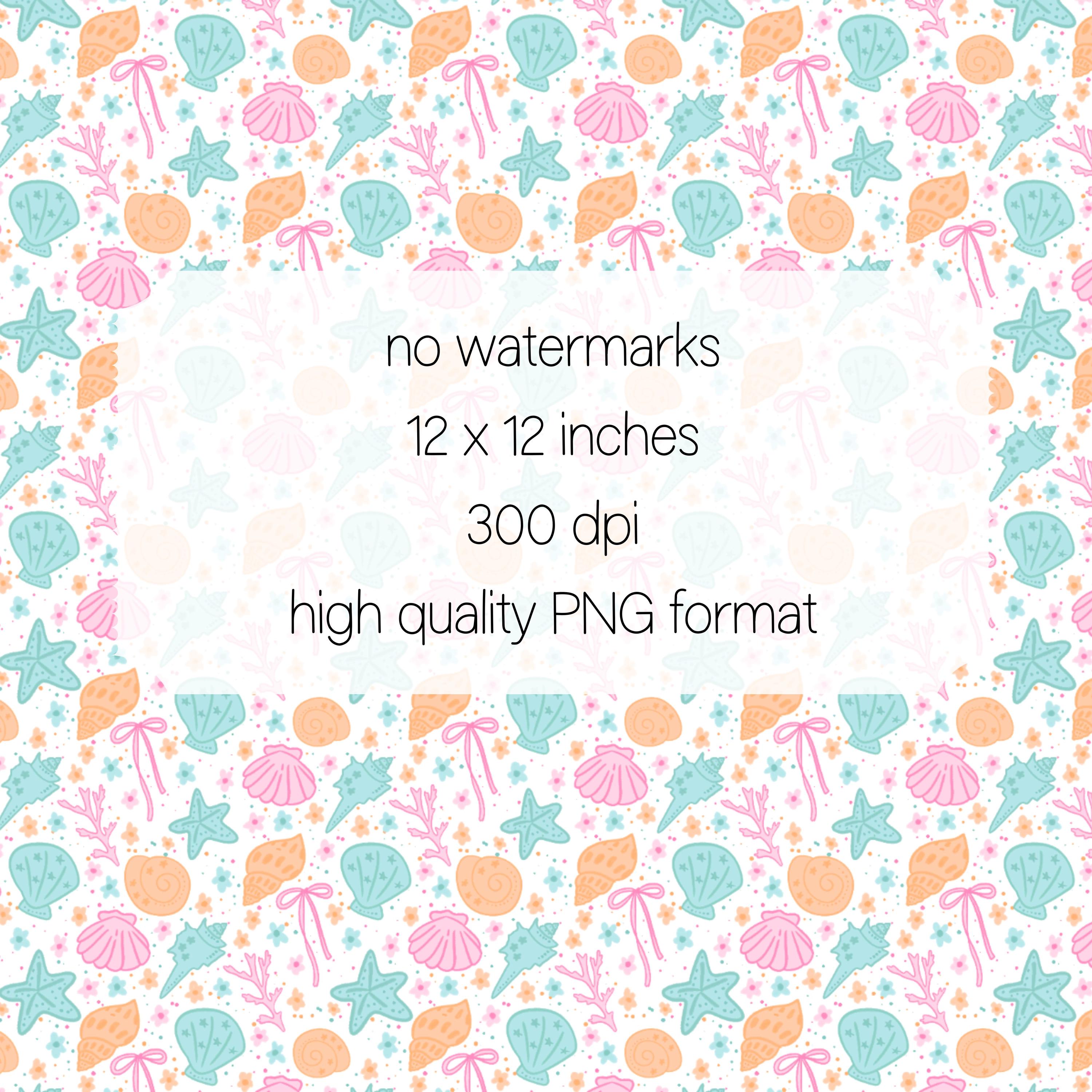 Pastel Seashells Scallops Coquette Bow Seamless Pattern Coastal Beach ...