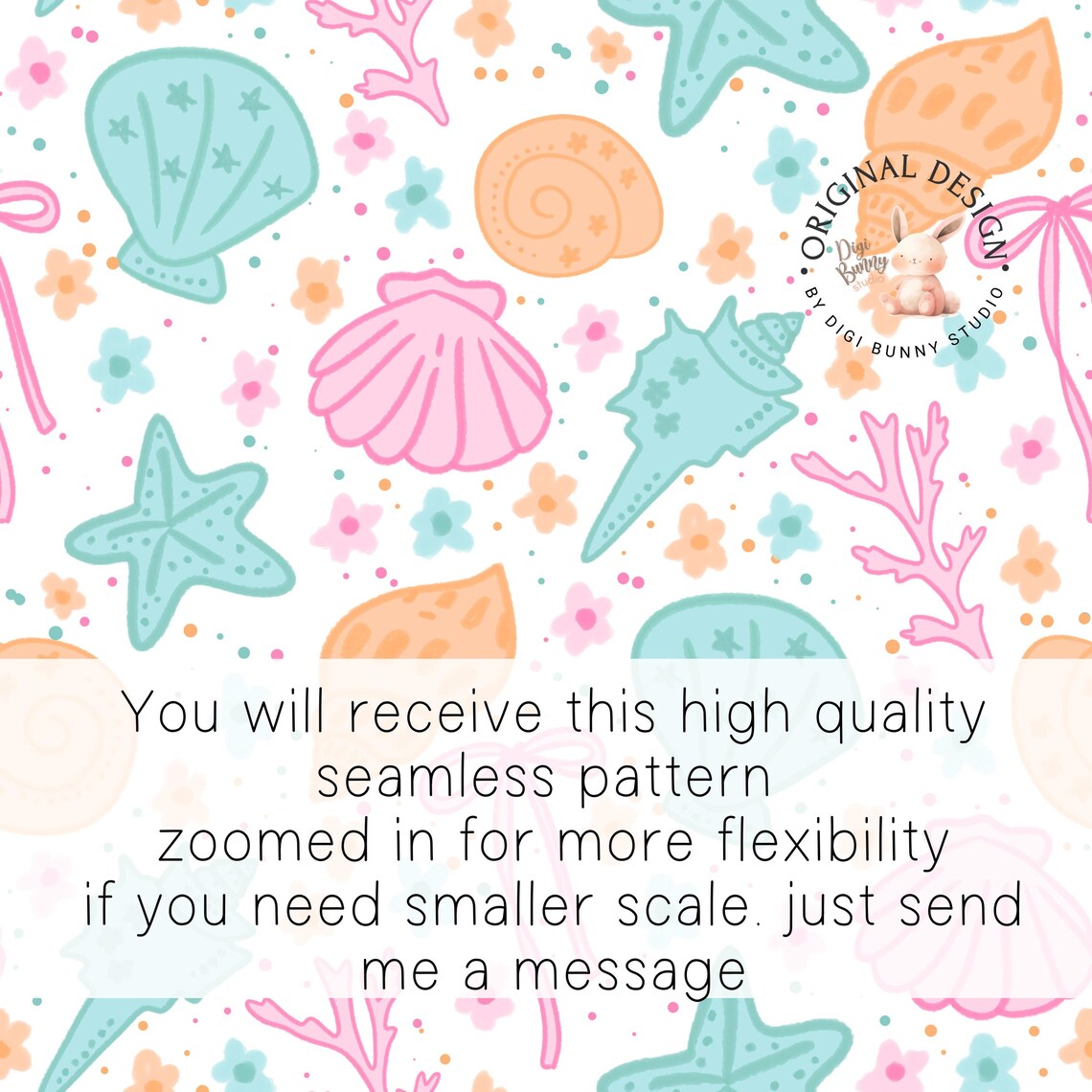 Pastel Seashells Scallops Coquette Bow Seamless Pattern Coastal Beach ...