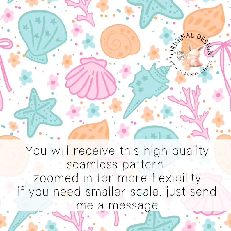 Pastel Seashells Scallops Coquette Bow Seamless Pattern Coastal Beach ...