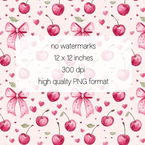 Valentine Cherry Coquette Seamless Pattern, Digital Pattern, Digital ...