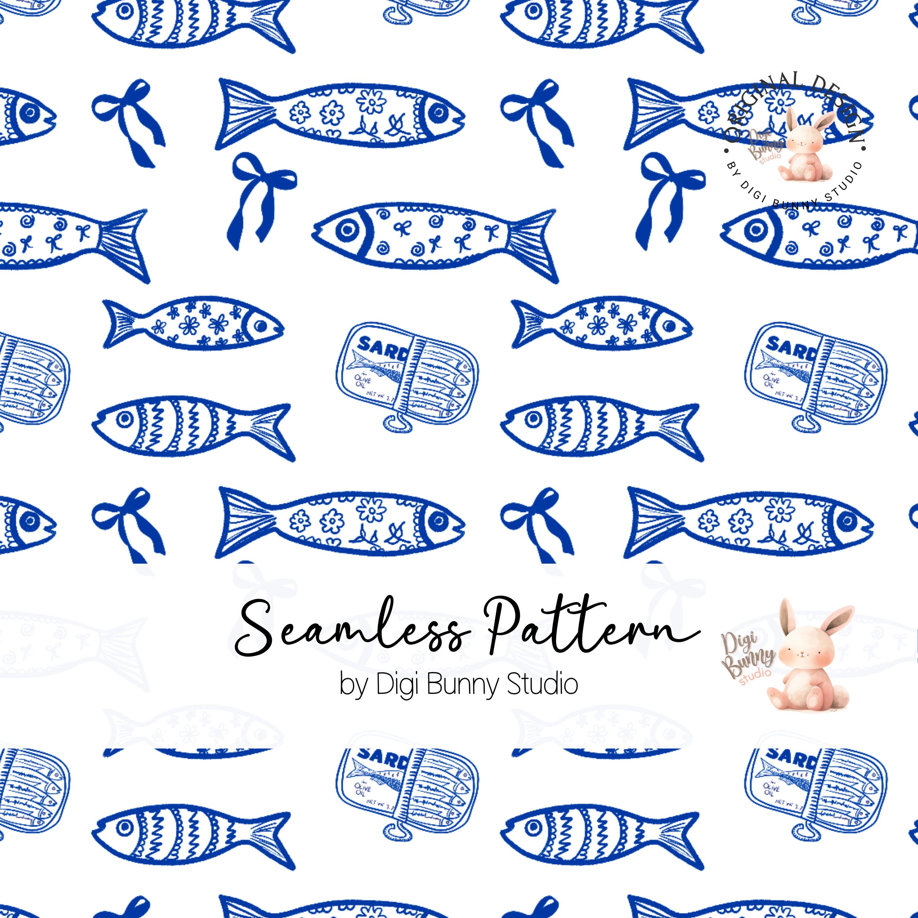 Sardines Seamless Pattern | Fishermancore Fabric Print (digital ...