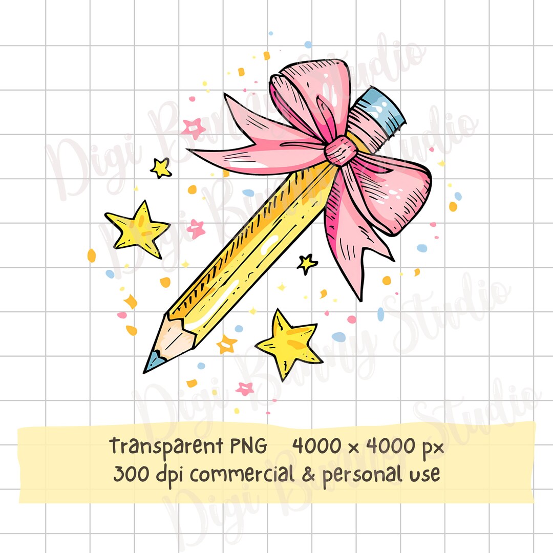 Pencil With Bow PNG Teacher Coquette Png Design Coquette Pencil Back to ...
