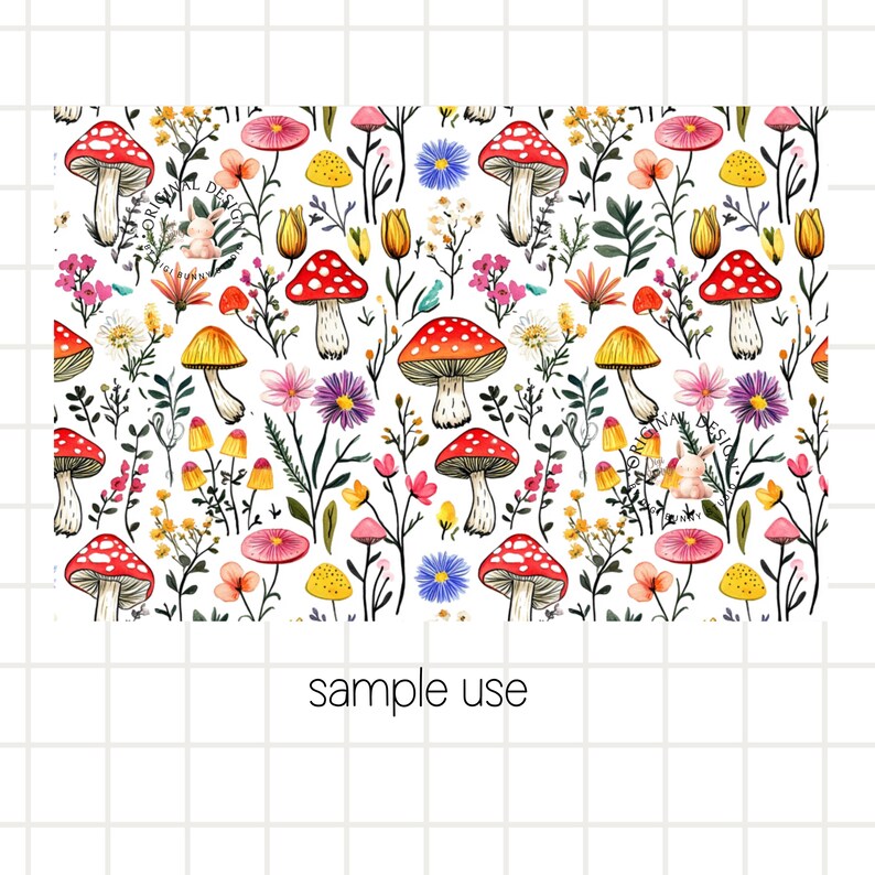 Floral Mushroom Seamless Pattern: Boho Psychedelic Fabric (digital ...