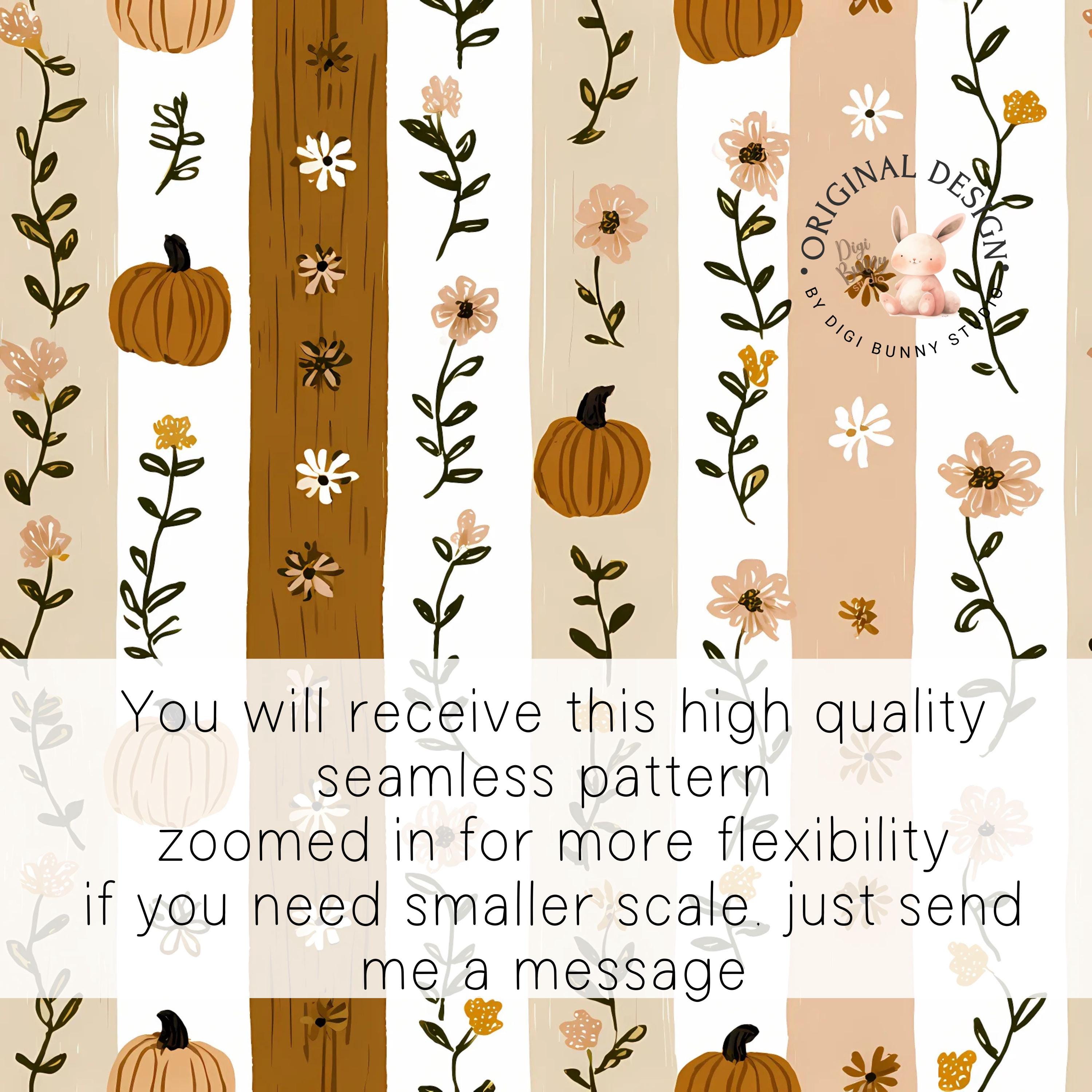 Autumn Pumpkin Flowers and Stripes Seamless Pattern Pumpkin Fall Floral ...
