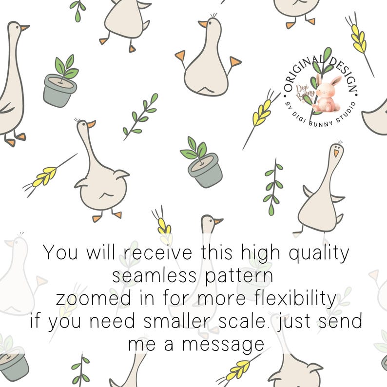 Silly Goose Doodle Seamless Pattern: Neutral Boho Baby Fabric (PNG) - Etsy