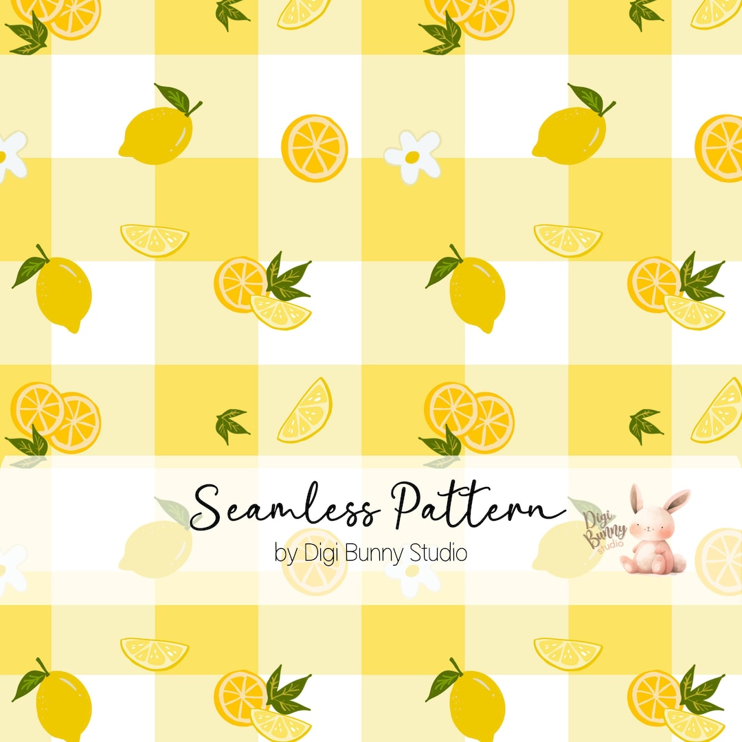 Gingham Lemon Seamless Pattern, Summer Fruit PNG (digital Download) - Etsy