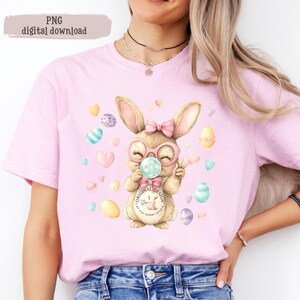 Easter Bunny Coquette Bow Blowing Bubble Peace Sign Spring Bunny Png ...