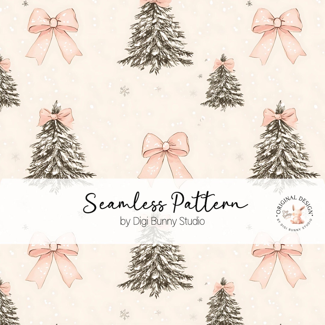 Christmas Coquette, Christmas Tree Seamless Pattern, Christmas Pattern ...
