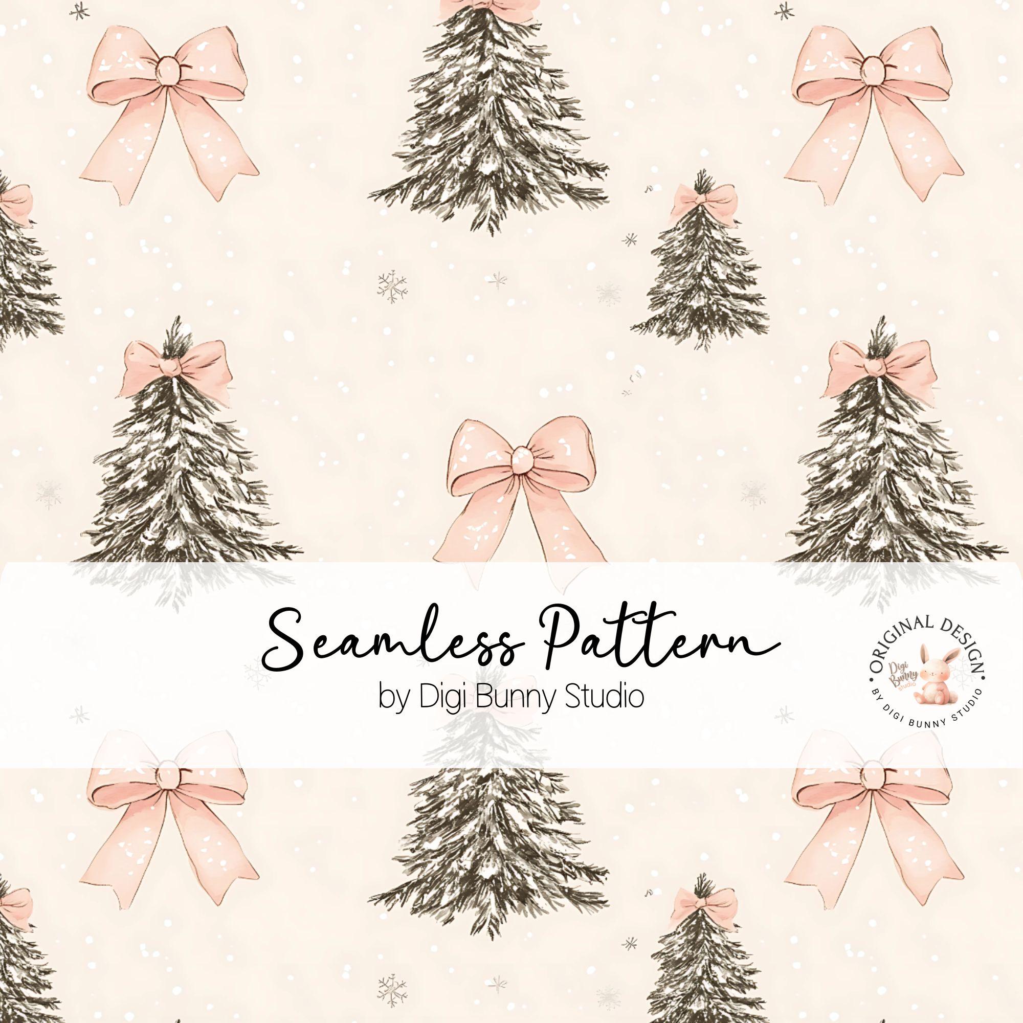 Christmas Coquette, Christmas Tree Seamless Pattern, Christmas Pattern ...