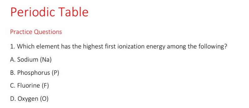 50 Multiple Choice Periodic Table Questions - Etsy
