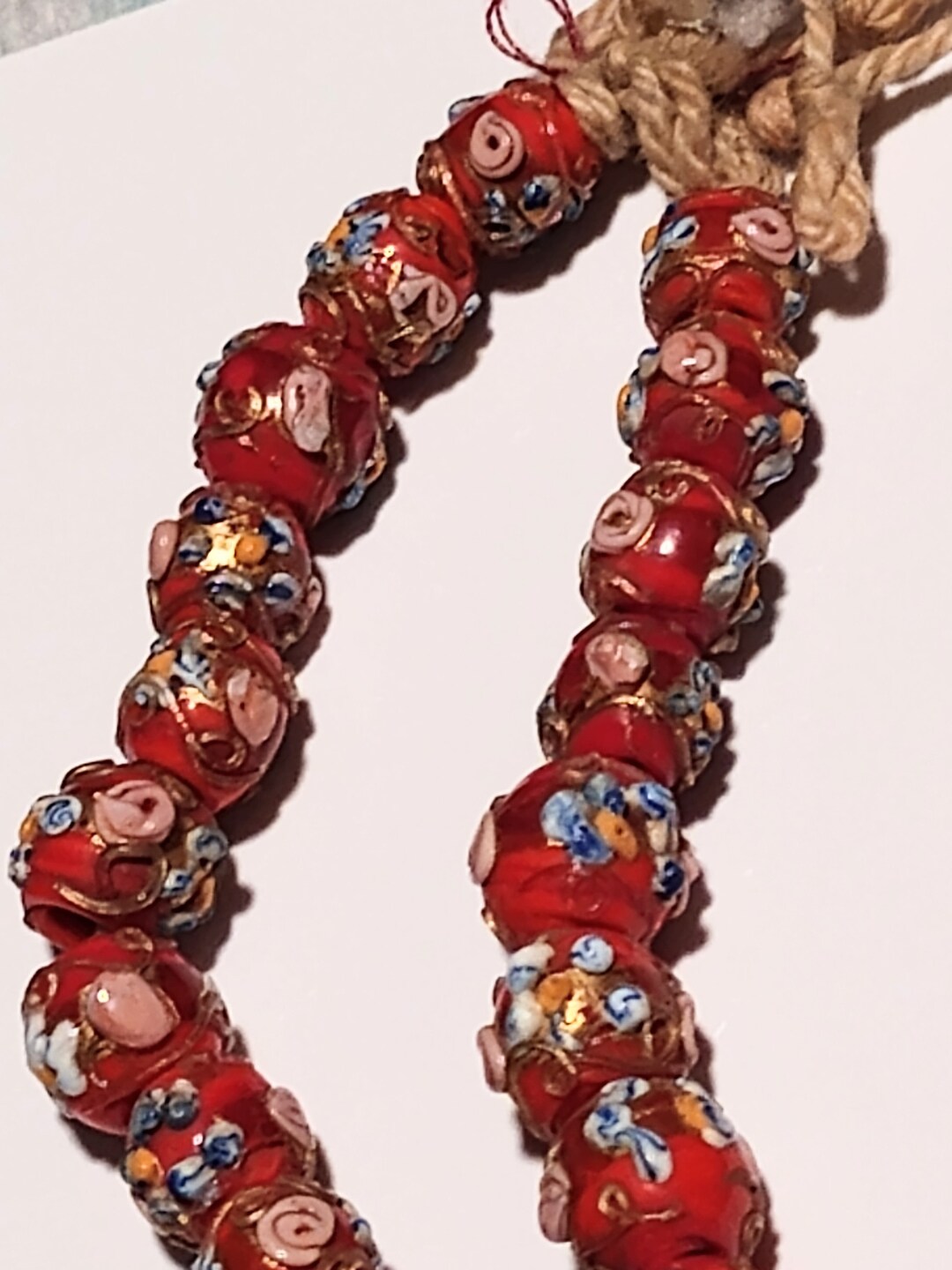 Vintage Red ART GLASS Beads WEDDING Cake With Swirly Lampwork ...