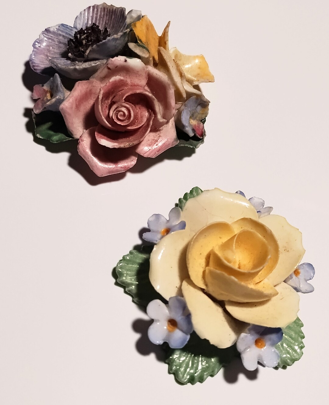 Three Vintage PORCELAIN FLOWERS for Inspiration Fancy Flowers Texture ...